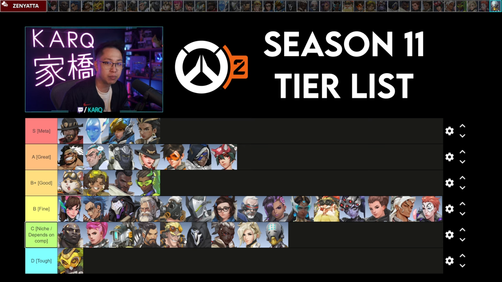 [OW2] KarQのシーズン11版ヒーローTierリスト－ソジョーンの衰退、ファラとイラリーの繁栄 | D3watch